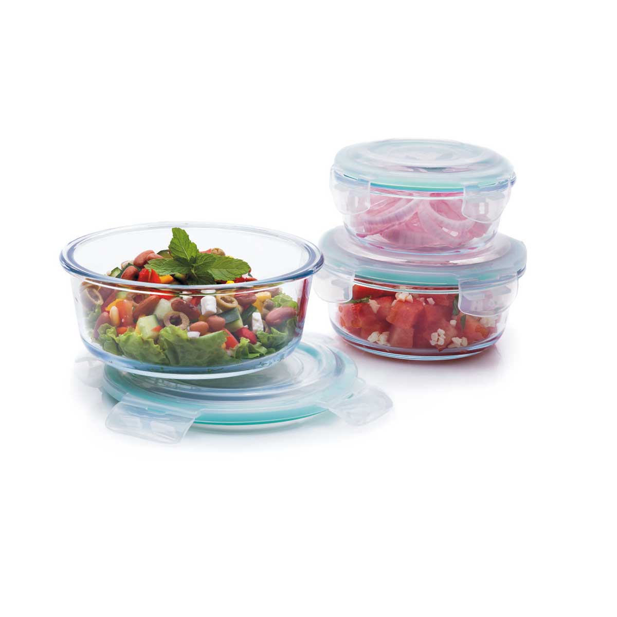 Signoraware Lock `N` Store Glass Containers Round (Set/3)