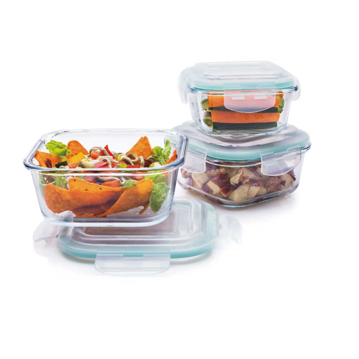 Signoraware Lock `N` Store Glass Containers Square (Set/3)
