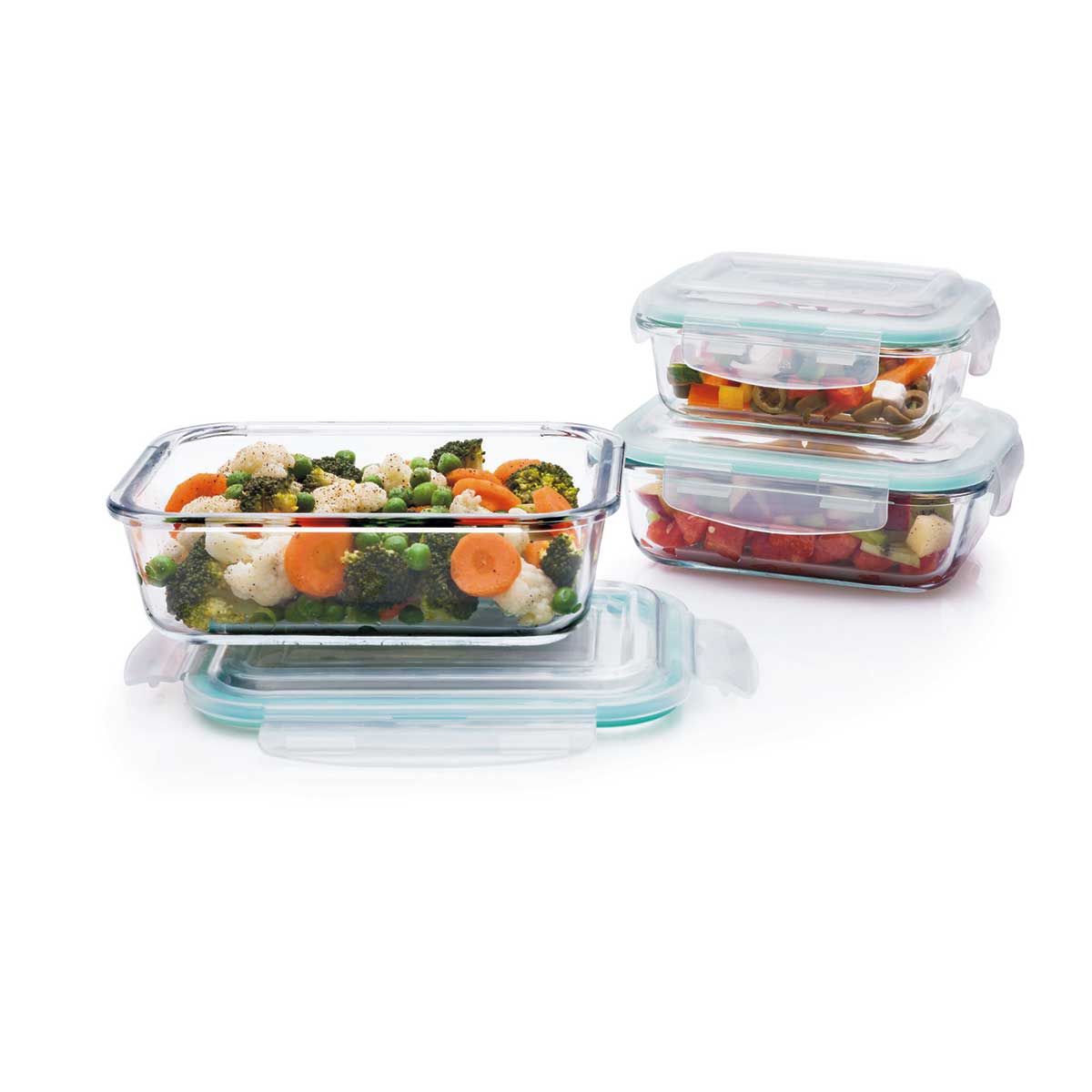 Signoraware Lock `N` Store Glass Containers Rectangular (Set/3)