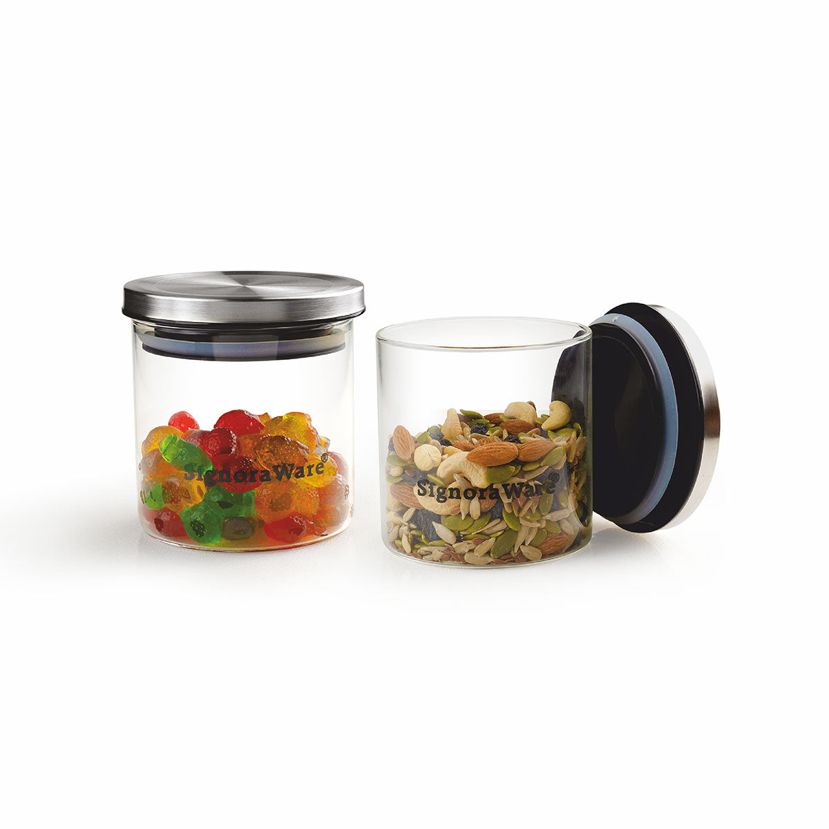 Trison Round Glass Jar with Steel Lid (Set of 2) – Signoraware
