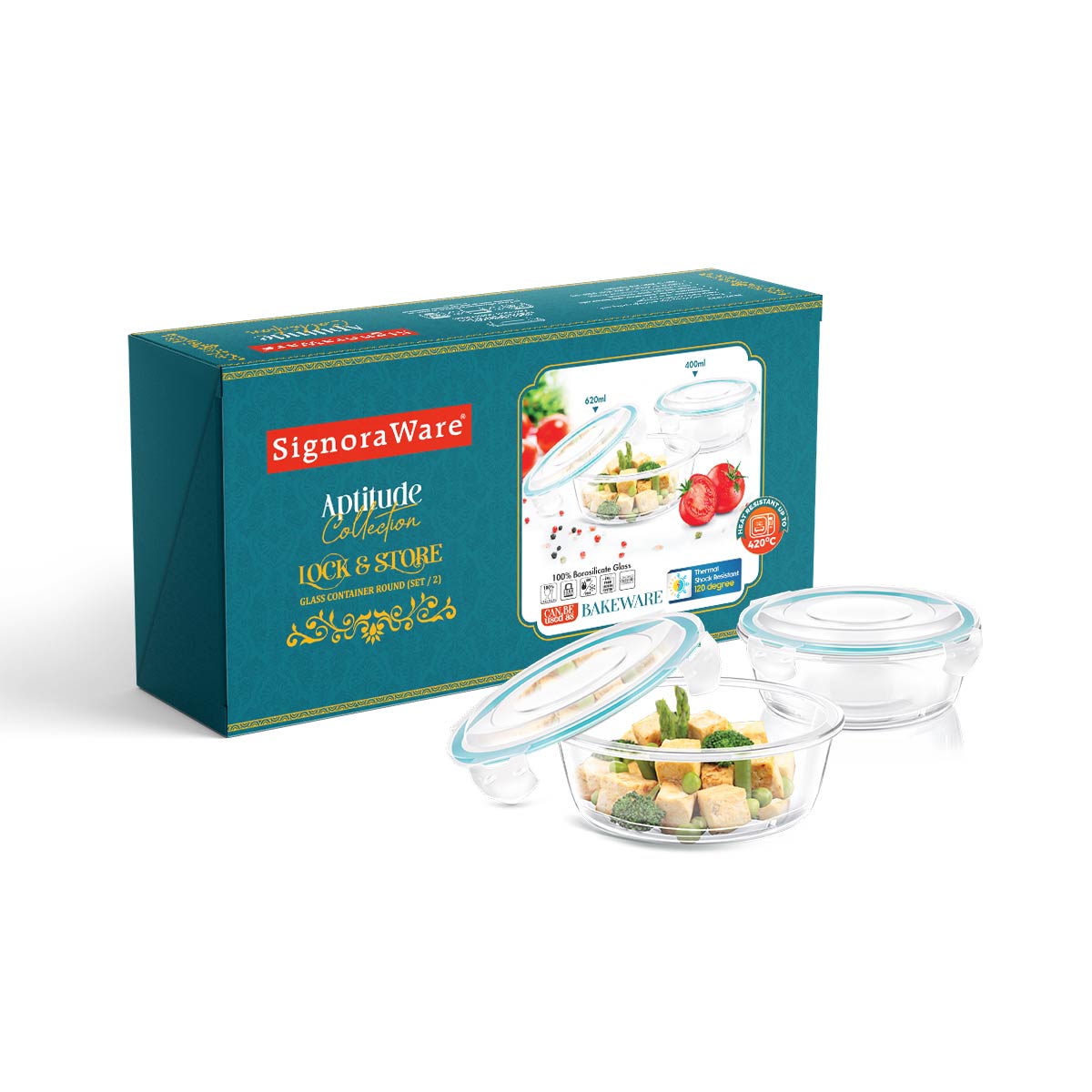 Aptitude Collection - Lock N Store Round 400ml+620ml (Set/2) – Signoraware