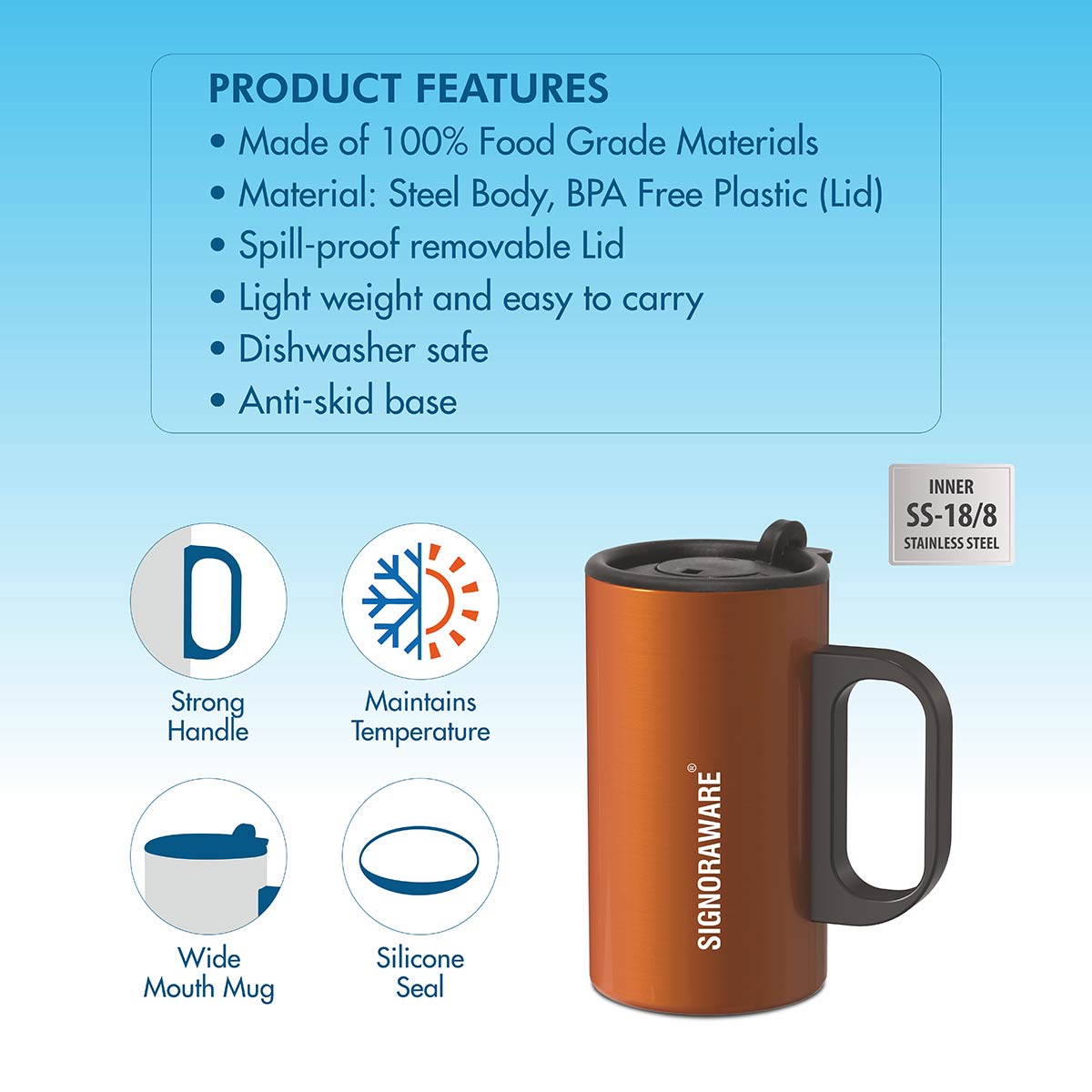 Sigma Double Wall Steel Mug 250ml – Signoraware