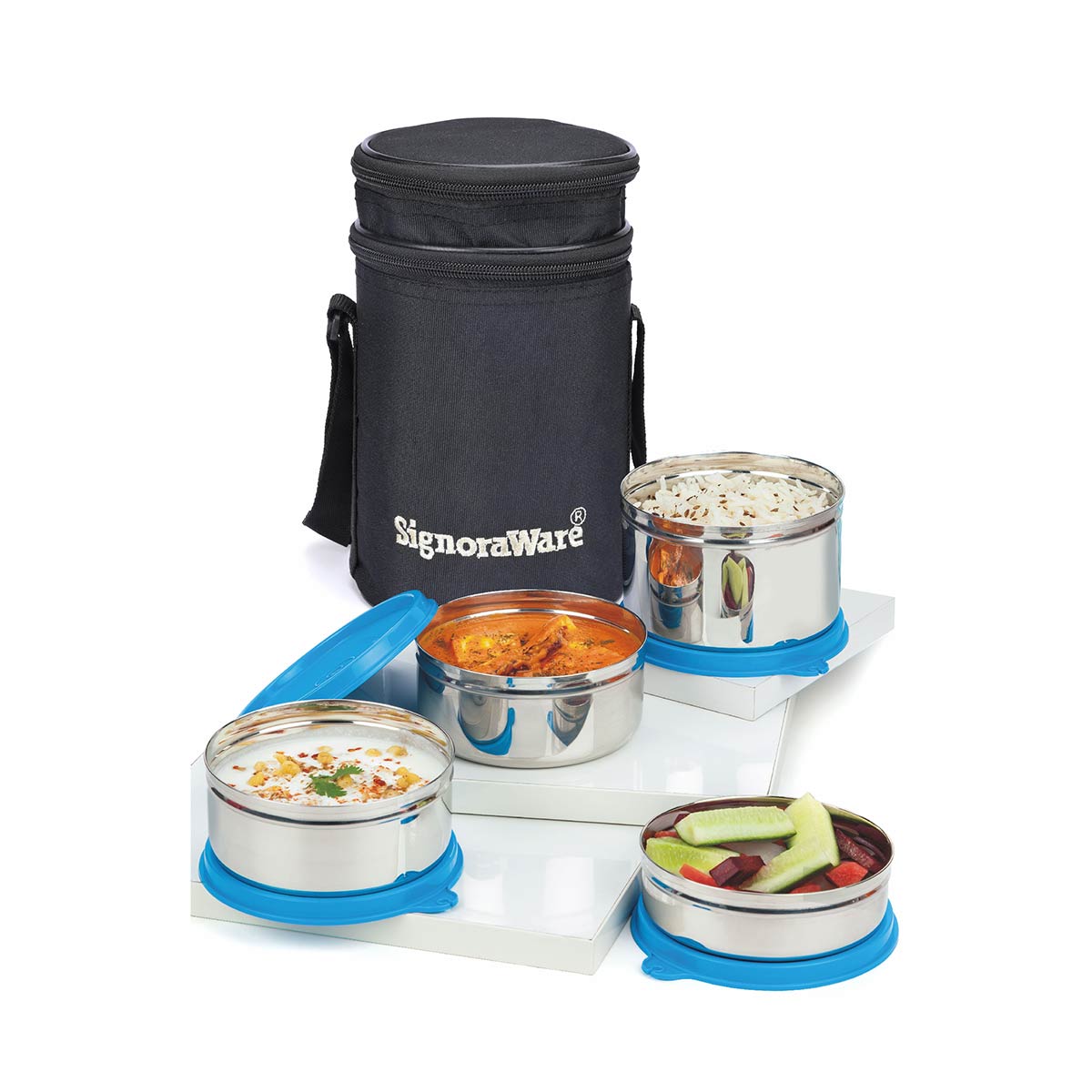 Executive Stainless Steel Lunch Box Set, Set of 4, Big – Signoraware