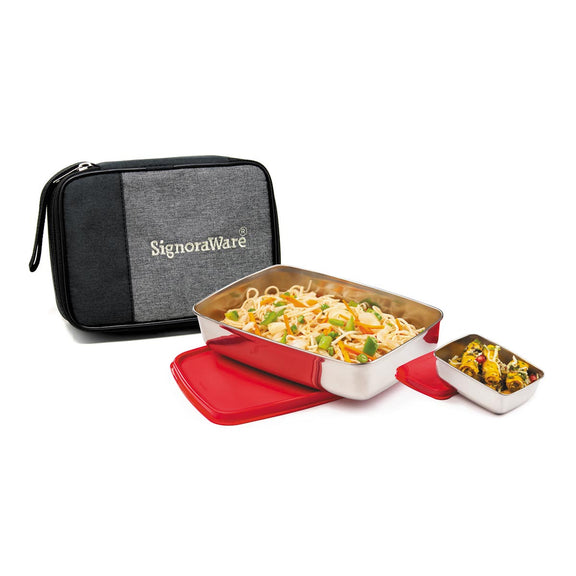Compact Steel Lunch Box (Small) with Bag – Signoraware