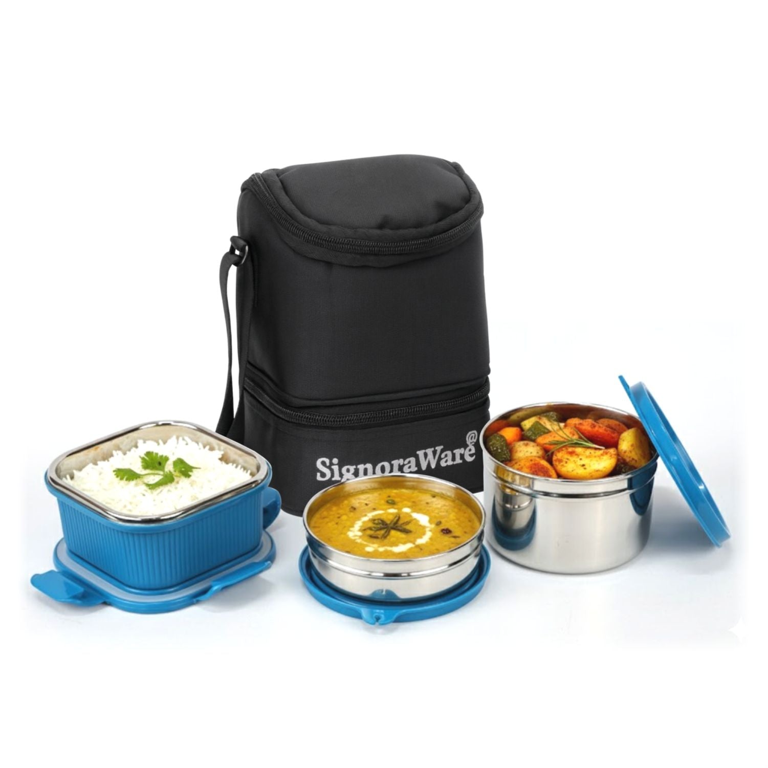 Trio Steel Lunch Box | 500ml+400ml+200ml – Signoraware