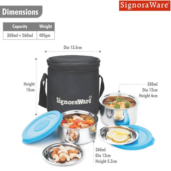 Executive Twin Wall Small Steel Lunch Box – Signoraware