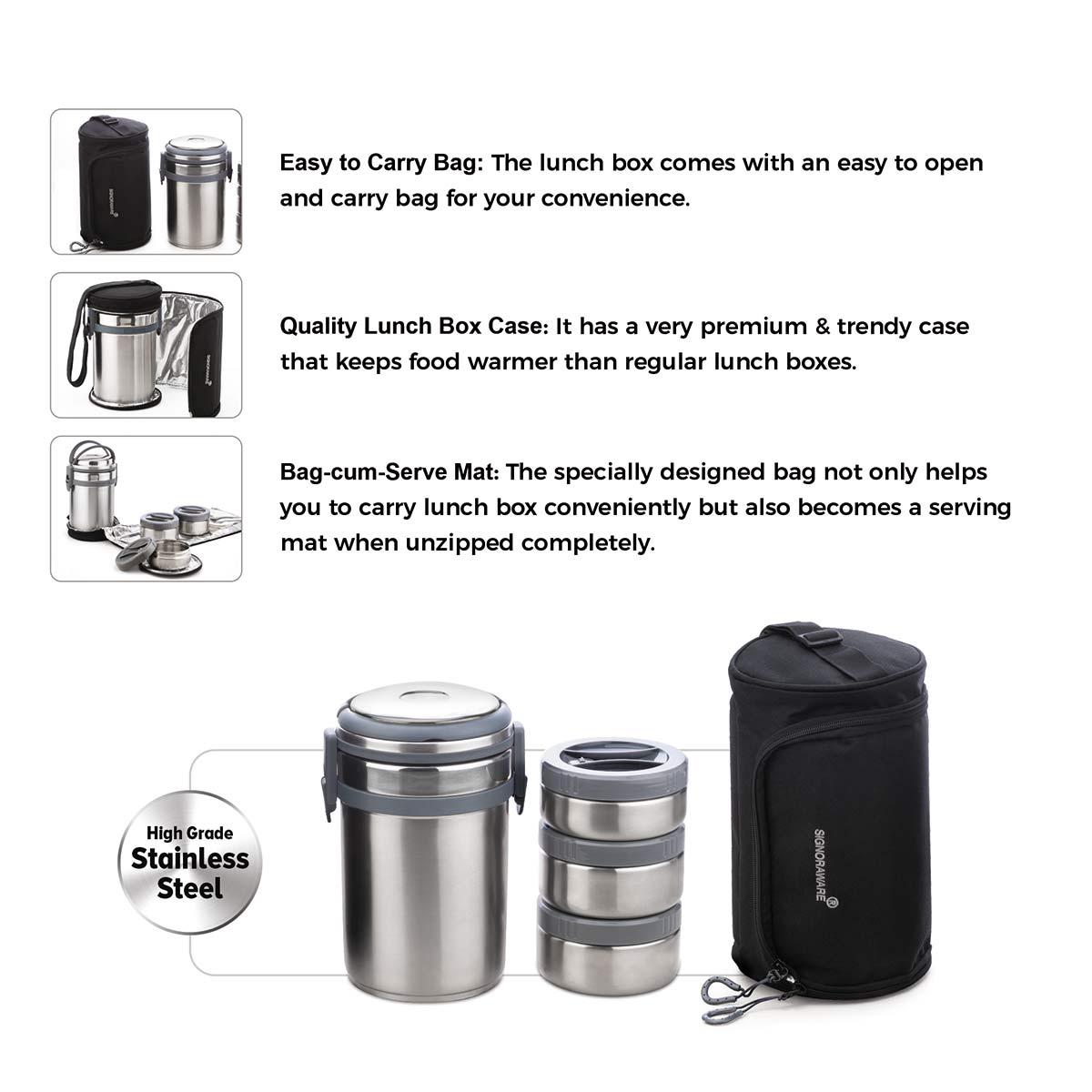 Signature Vacuum Steel Lunch Box Big – Signoraware