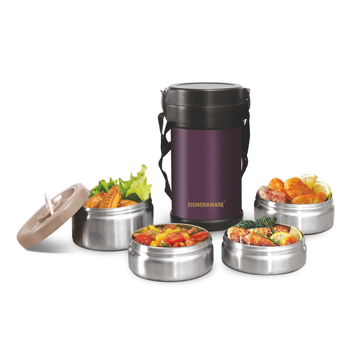Challenger Vacuum Lunch Box 4 Tier | Stainless Steel Insulated Lunch B ...