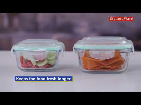 Signoraware Lock `N` Store Glass Containers Square (Set/3)