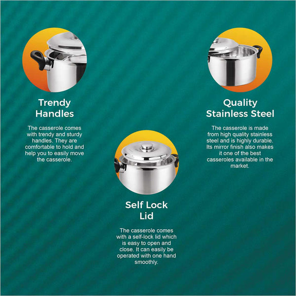 Signoraware Therma Casserole with Handle (1000ml) - Double Wall Stainl